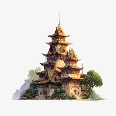 佛教寺庙的插图素材图片免费下载 千库网