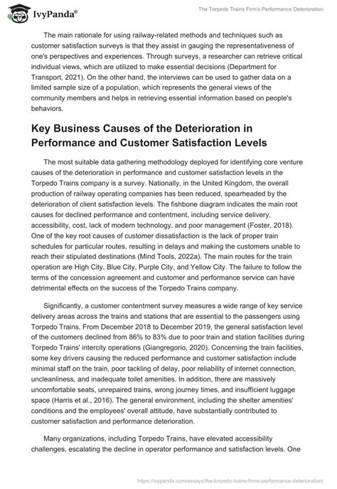 Torpedo Trains Performance Deterioration 4249 Words Report Example