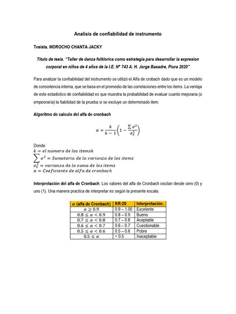 Confiabilidad Jaky Morocho Pdf Alfa De Cronbach Investigación De Mercado