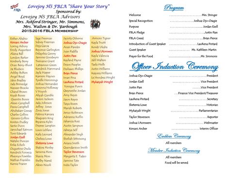 Induction Of Ceremony Programs Wording