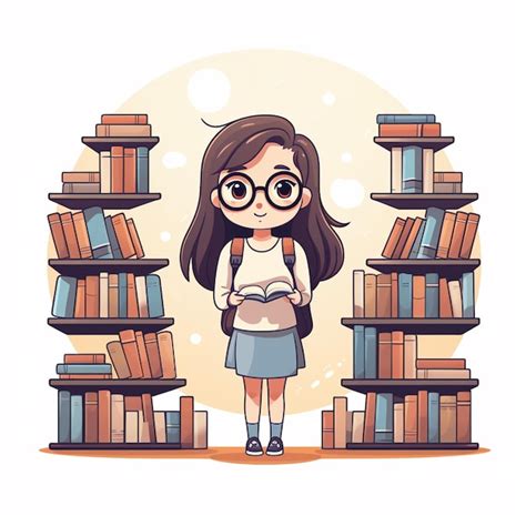 Premium Vector Girl Are Study And Reading In The Library