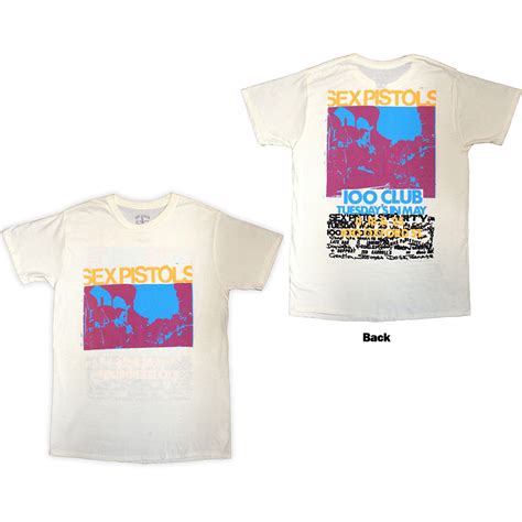 The Sex Pistols Unisex T Shirt 100 Club Natural Back Print By The