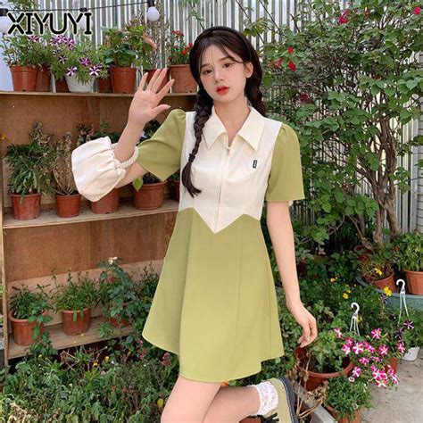 Ief Elegant Daily Leisure Dress Cute Mini Korean Dress Fat Girl Dress 6 Colors Available Lazada