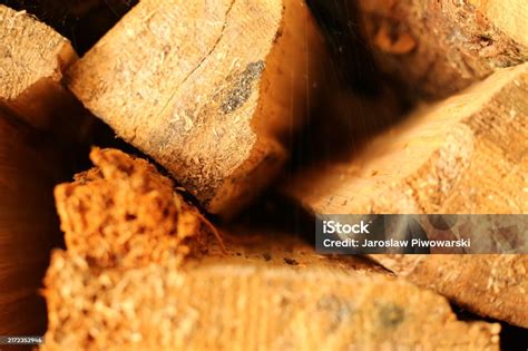 Stacked Cut Logs Of Wood And A Gap Between Them Creating A Texture