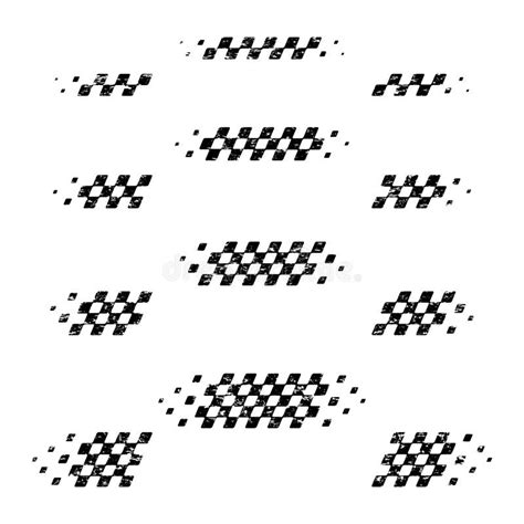 Checkered Race Grunge Flag Waves Set Stock Vector Illustration Of