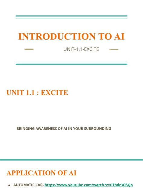 9th Chapter1-Introduction To Ai - Unit 1 1 Excite | PDF