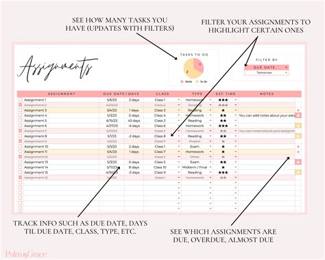 Google Sheets Assignment Tracker Spreadsheet Digital Assignment Planner Assignment Spreadsheet