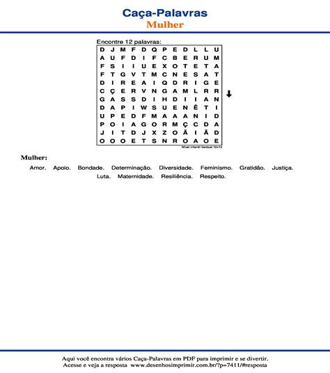 Caça Palavras Dia Internacional da Mulher para imprimir Desenhos Imprimir