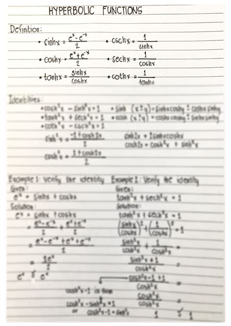 SOLUTION Hyperbolic Functions With Examples Studypool