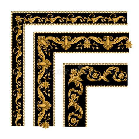 Border With Gold Baroque Elements Vector Stock Vector Illustration