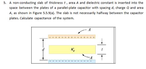 Solved 5 A Non Conducting Slab Of Thickness T Area A And
