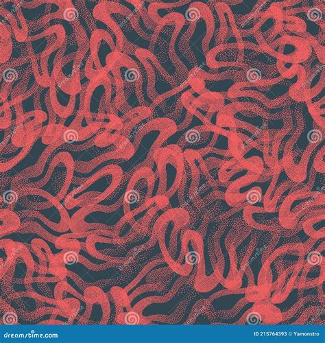 Trendy Seamless Pattern Tangled Lines Stippled Texture Vector Red Blue