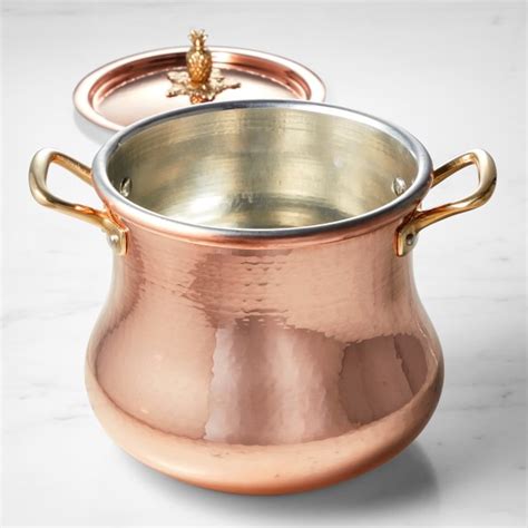 Ruffoni Historia Hammered Copper Stock Pot With Pineapple Knob 5 1