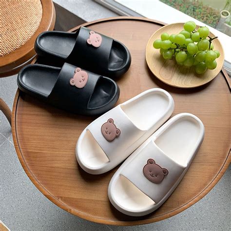 Cute Bear Bathroom Slipper Anti Slip Thick Slipper Couple Slipper