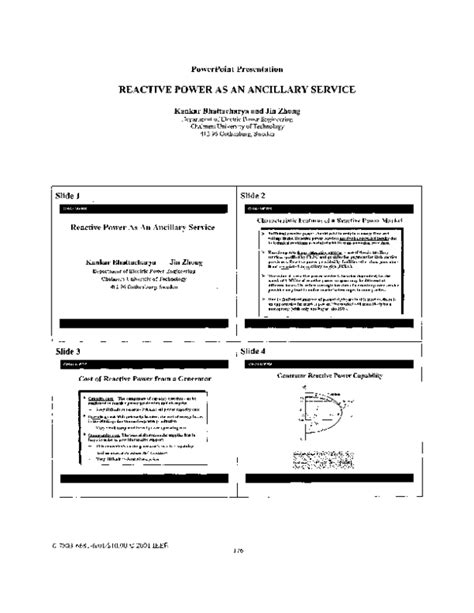 Pdf Reactive Power As An Ancillary Service
