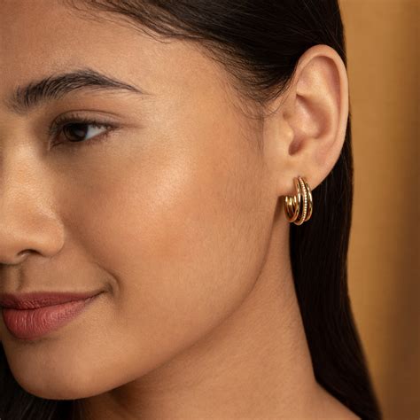Trend Edition Ever Stacked Claw Gold Plated Hoop Earrings Olivia