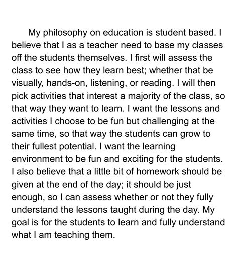 Student Centered Teaching Philosophy