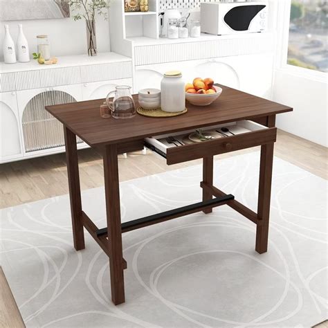Counter Height Kitchen Table With Drawers Space Saving Storage Solution