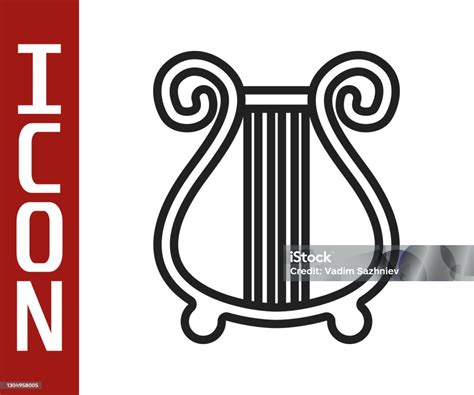 Ilustración De Línea Negra Icono De Liras Griega Antigua Aislada Sobre