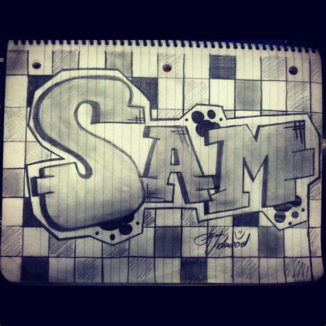 Sam Graffiti Art On Tiled Wall