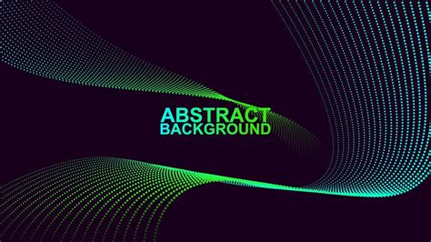 Dark Abstract Modern Background With Glow Green And Light Blue Color Wavy Dots Shape Futuristic