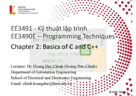 Chapter 2 Basics Of Cc Programming Ee3491 Tech Of Programming
