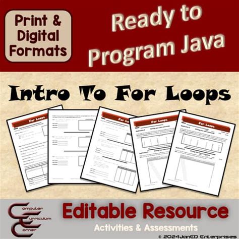 Ready To Program Java 6 For Loops Editable Coding Activities And Assessments