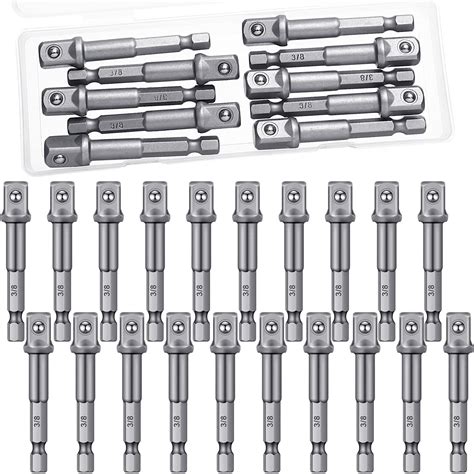 20 Pieces 3 8 Inch Impact Adapter Square Socket Bit Adapter Hex Impact Socket For Drills