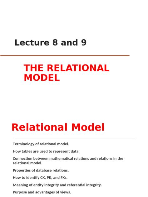 lecture 8 and 9 relational model pdf relational database