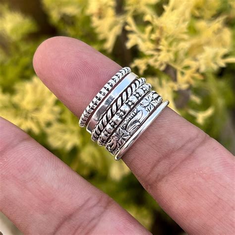 Sterling Silver Stacking Ring Set Handmade Boho Jewelry Etsy