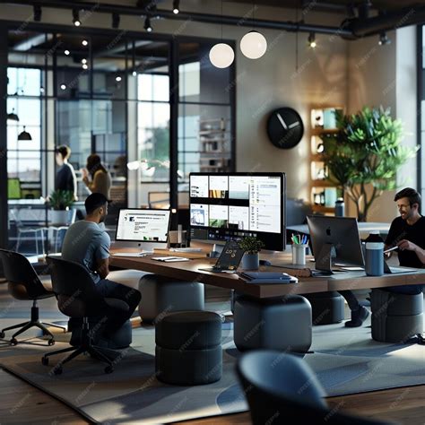 Team Workspace With Collaborative Tools Premium Ai Generated Image