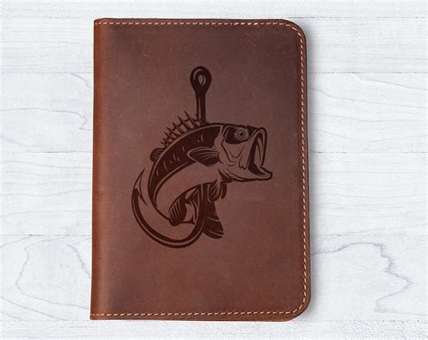 Fisherman Passport Cover Fish Logo Leather Passport Cover Fish Logo