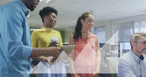 Image Of Data Processing And Diagrams Over Diverse Colleagues