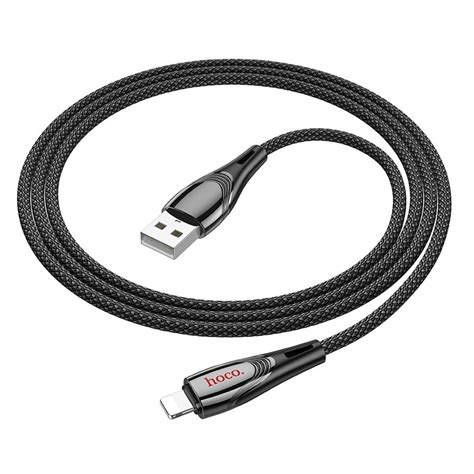 Hoco U133 8 Pin To Usb A Braided Fast Charging Data Cable 1 2m Grey