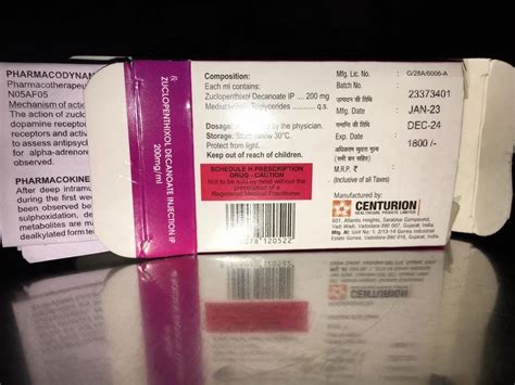 Zuclopenthixol Decanoate Injection 200mg Ml At ₹ 1080vial