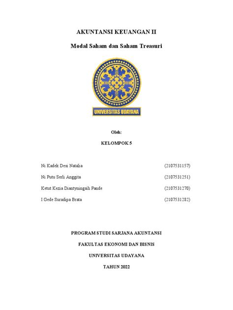 Kelompok 5 Modal Saham Dan Saham Treasuri Pdf