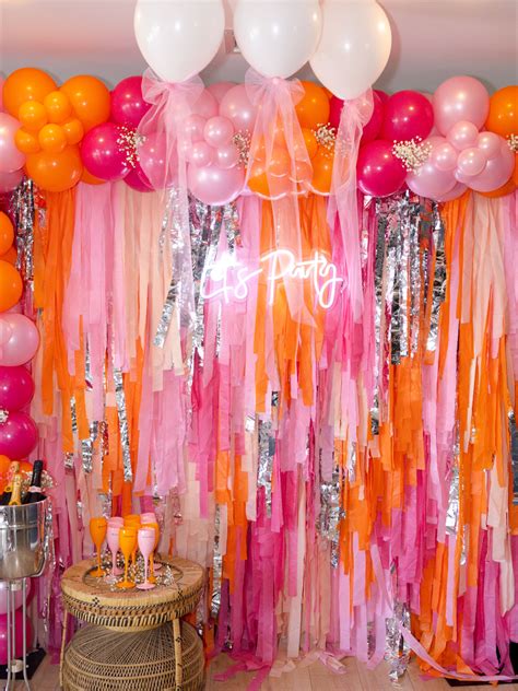 Pink And Orange Bachelorette Girl About Town Orange Party Orange Birthday Bday Party Theme