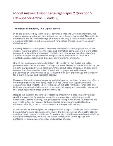 Aqa Lang P2 Q5 Grade 9 Article Teaching Resources