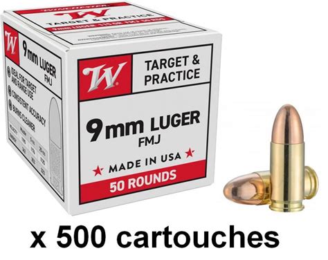 Winchester Cal9mm Para Fmj Caisse Olive 500 Cartouches Armes