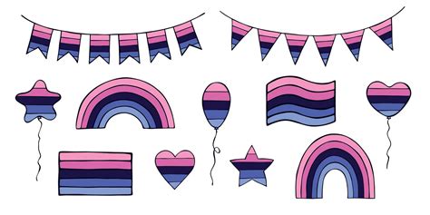 Set Of Colorful Omnisexual Pride Flag Happy Pride Day Lgbtqia Community