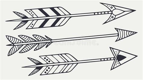Set Of Detailed Tribal Arrows With Decorative Patterns Vector Design