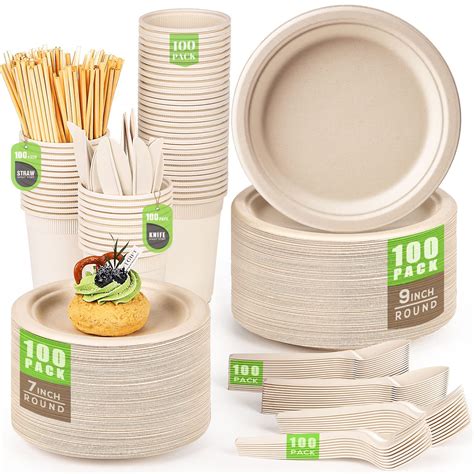 Gezond Compostable Paper Plates 700pcs Biodegradable Plates
