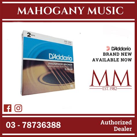 Daddario Ej16 2p Phosphor Bronze Acoustic Guitar Strings Light 11 5 Mahogany Music