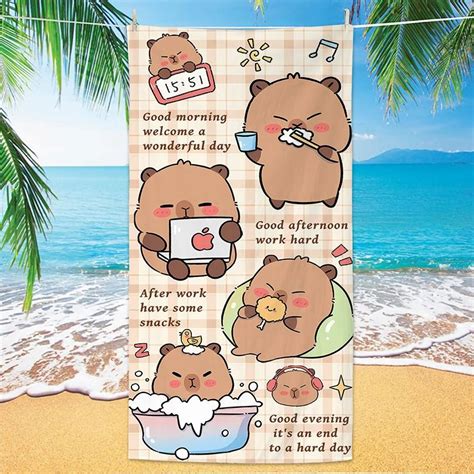 2025 ใหม่ C Apibara ผ้าเช็ดตัวชายหาดน่ารัก Capybara ผ้าขนหนูชายหาดนุ่ม