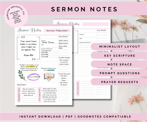 Sermon Notes Printable Template Etsy Gebetsanliegen Bibelstudie