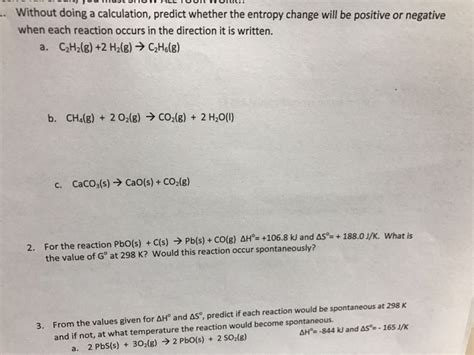 Solved Without Doing A Calculation Predict Whether The Chegg