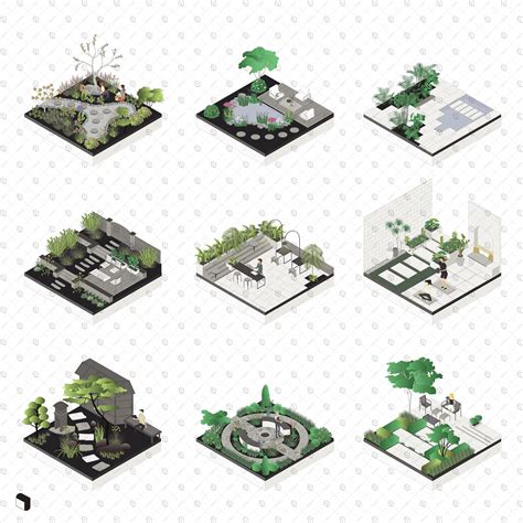 Axonometric Garden Landscape 2 Toffu Co Landscape Design Services Interior Design