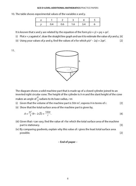 Gce O Level G3 Additional Mathematics Practice Papers With Full