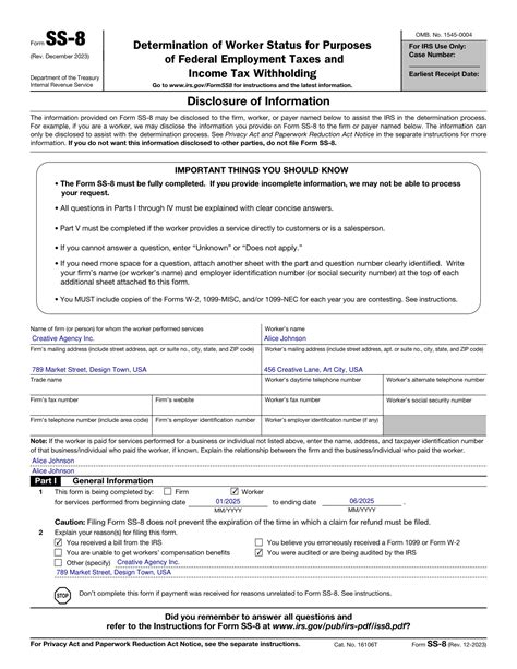 Form Ss 8 Determination Of Worker Status Examples And Samples