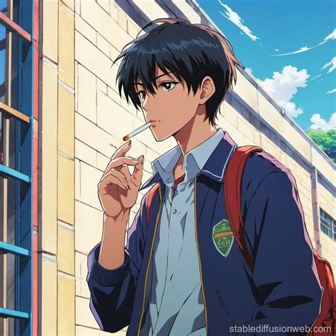High School Delinquents Smoke Break Stable Diffusion Online